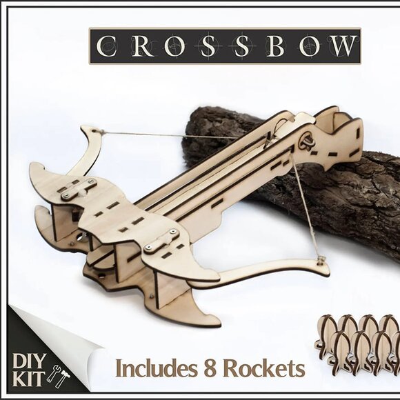Games | Wooden Crossbow Kit 46 Parts Childfriendly Rockets Included Nwt ...